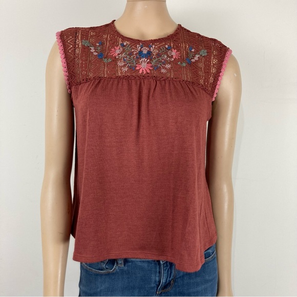 Cape Juby | Tops | Cape Juby Dusty Pom Pom Trim Embroidered Crochet ...